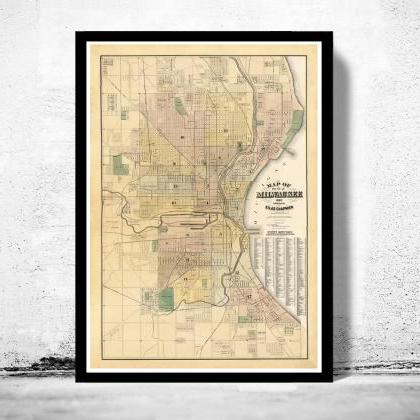 Old Map Of Milwaukee 1893 Vintage Map on Luulla