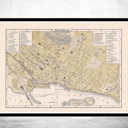 Old Map Of Montreal, Canada 1894 Vintage Montreal Map on Luulla