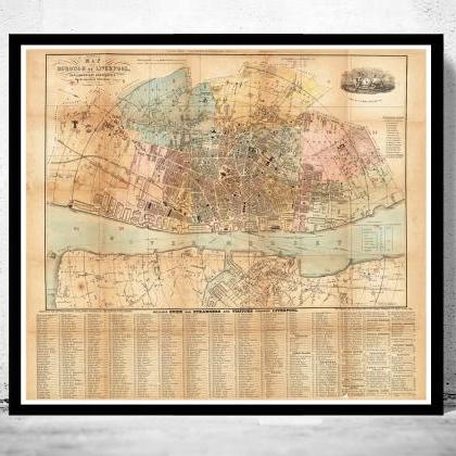 Old Map Of Liverpool 1854 England on Luulla