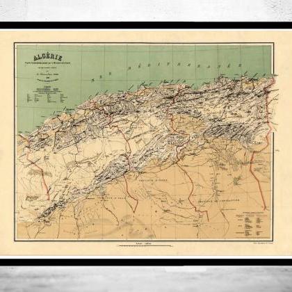 Old Map Of Algeria Algerie 1884 Vintage Map on Luulla
