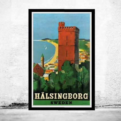 Vintage Poster Of Halsingborg Sweden 1930 -1940 Tourism Poster Travel ...