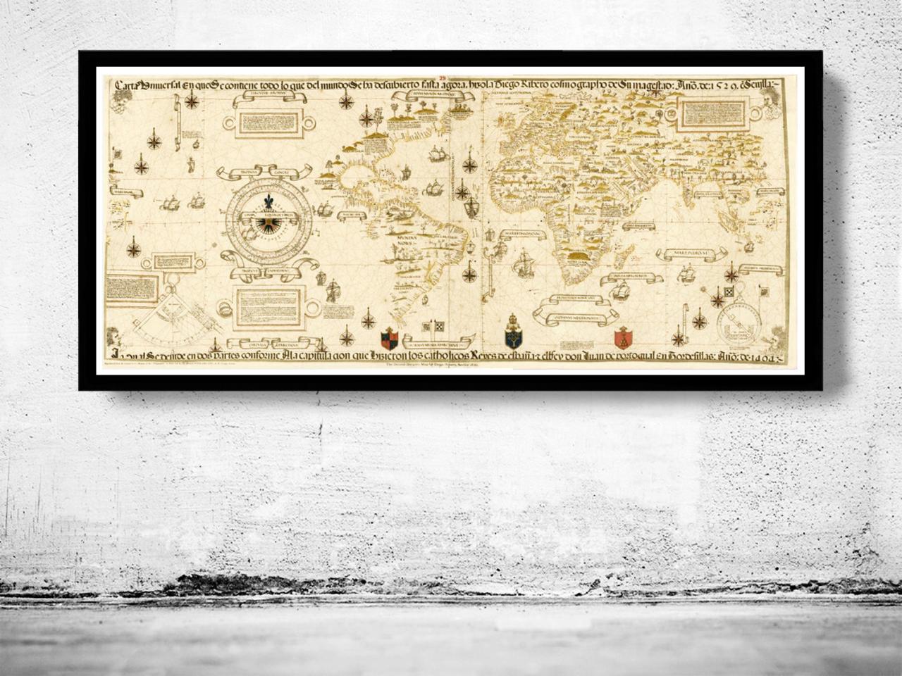 Beautiful World Map 1529 Antique Map on Luulla