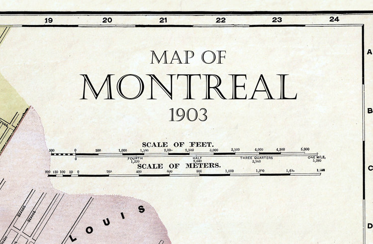 Old Map Of Montreal, Canada 1903 Vintage Montreal Map on Luulla
