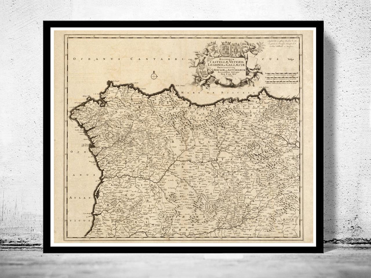 Old Map Of Galicia Coruña Corunya 1780 Spain on Luulla