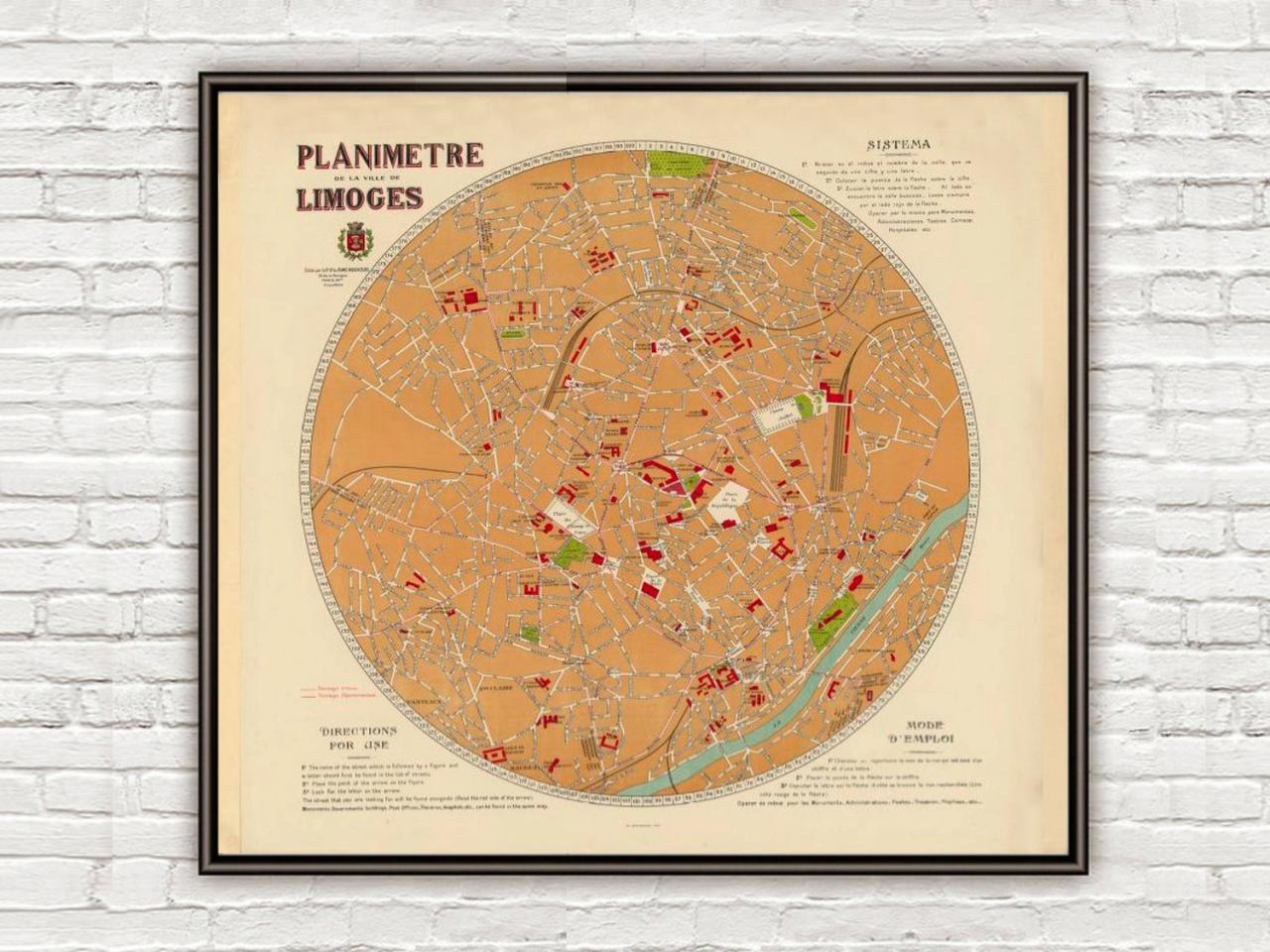 Old Map Of Limoges 1931 France on Luulla