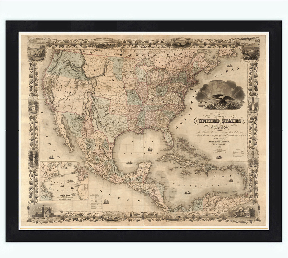 Old Map Of United States 1850 on Luulla