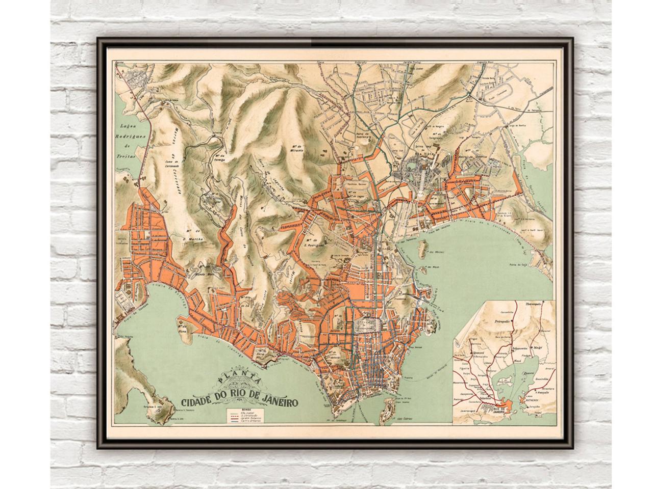 Old Map Of Rio De Janeiro Brasil 1904 Vintage Map on Luulla