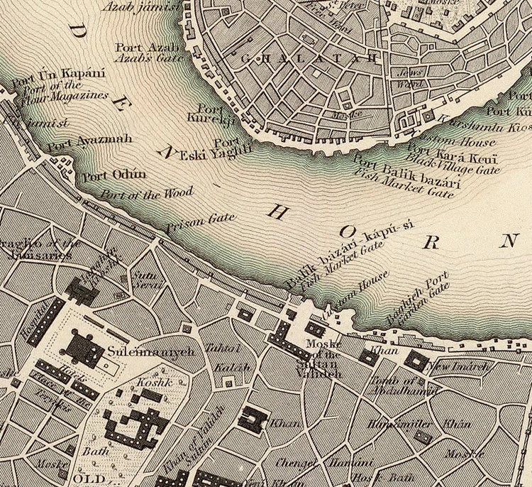 Old Map Of Istanbul Constantinople, Turkey 1840 Vintage Map on Luulla