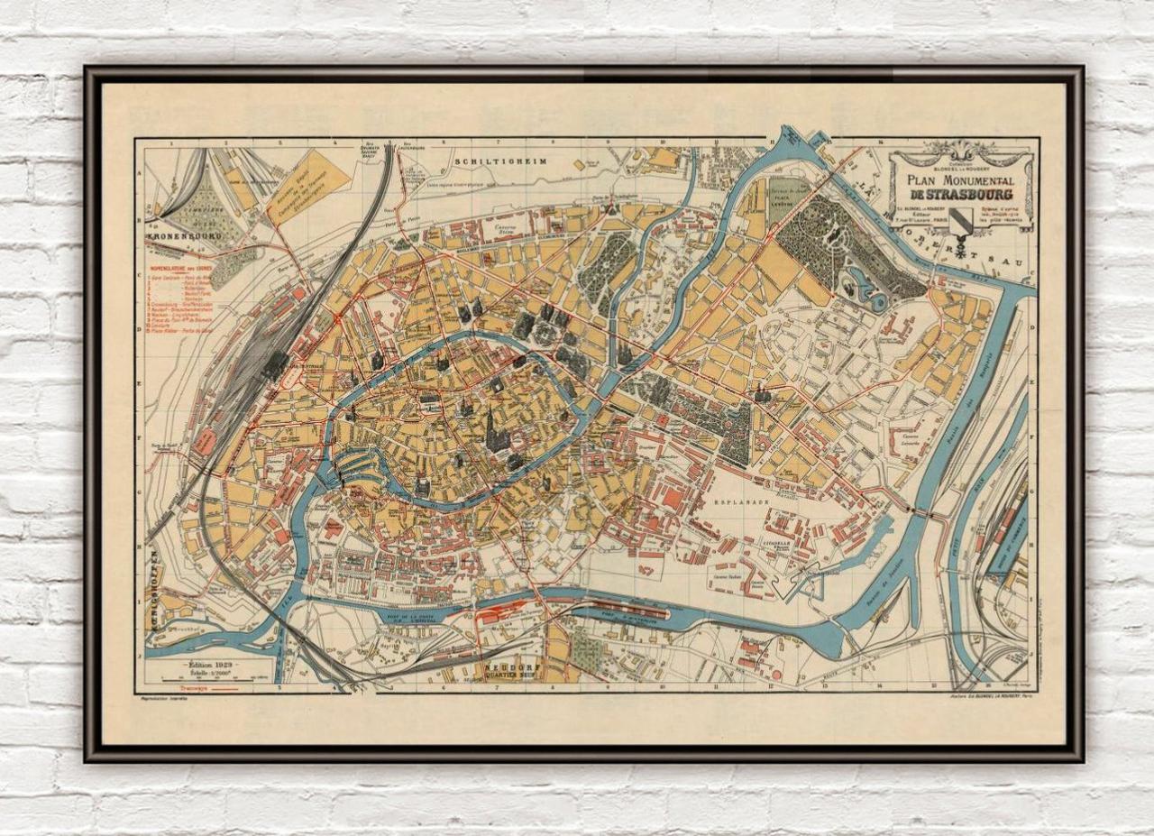 Old Map Of Strasbourg Strassburg France on Luulla