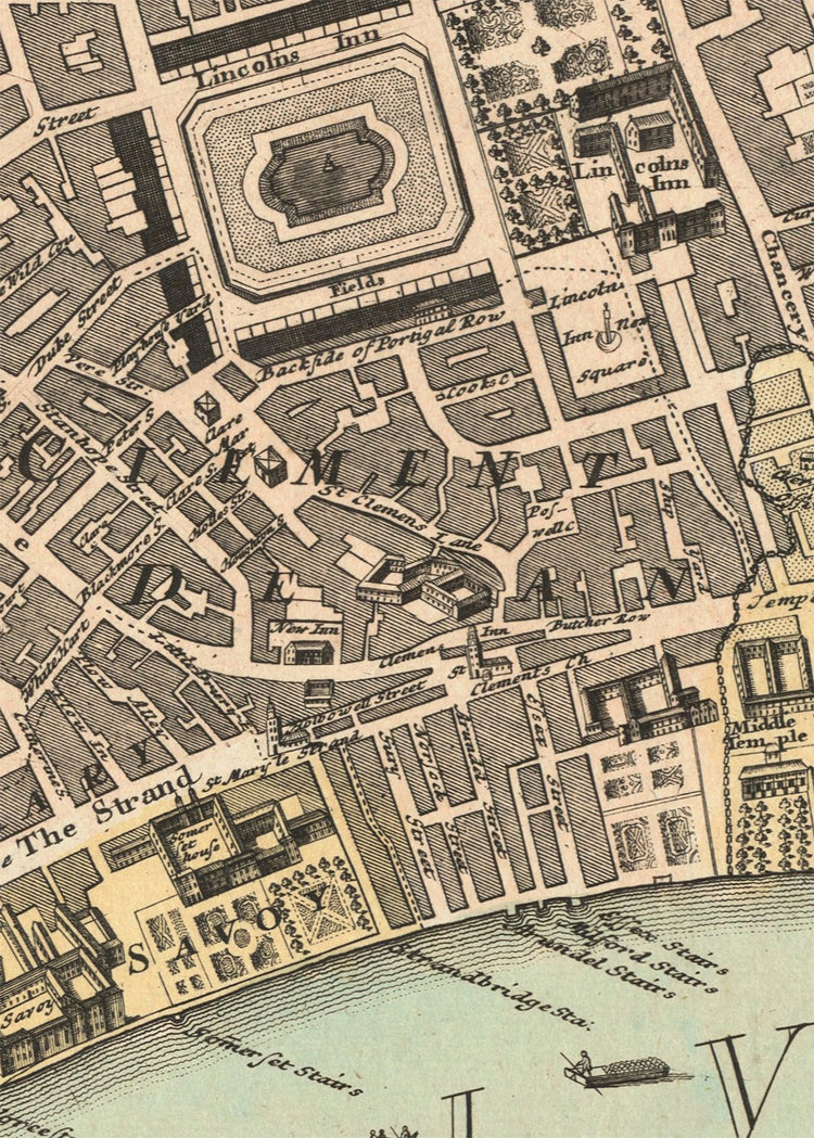 Old London Map 1736, England United Kingdom on Luulla