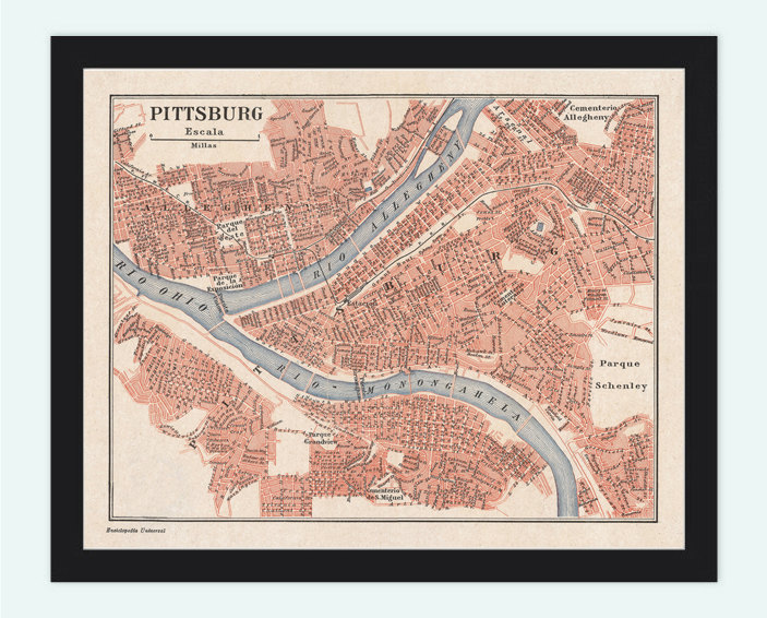 Old Map Of Pittsburgh Allegheny 1900 on Luulla