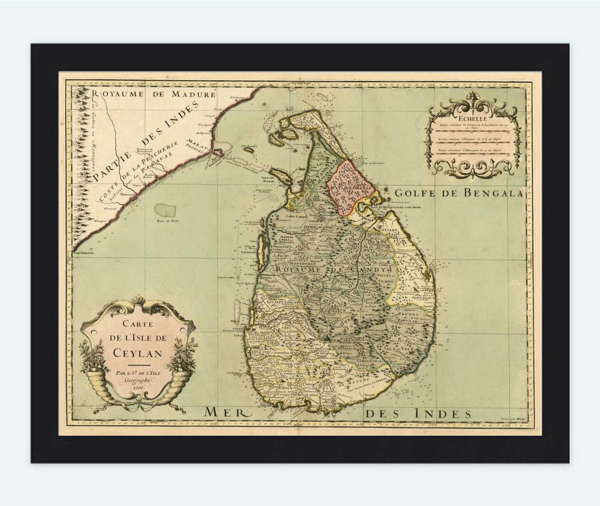 Old Map Of Sri Lanka, Old Ceylon 1700 on Luulla