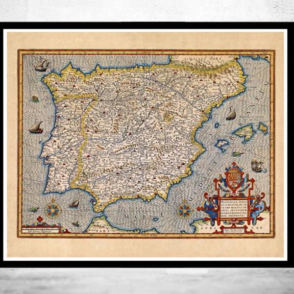 Old Map Of Spain España Mapa , 1613 Antique Map on Luulla