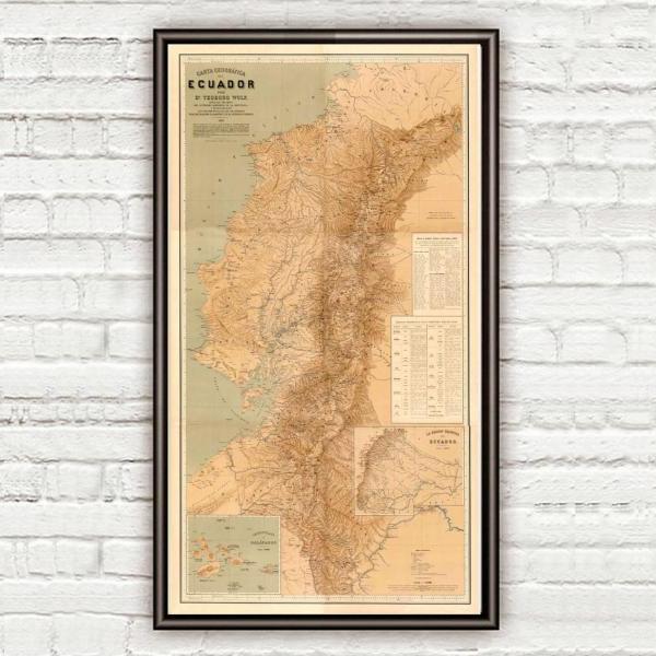 Old Map Of Ecuador 1892 Equator Republic on Luulla
