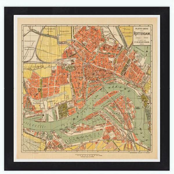 Old Map Of Rotterdam, Netherlands 1911 Antique Vintage Map on Luulla