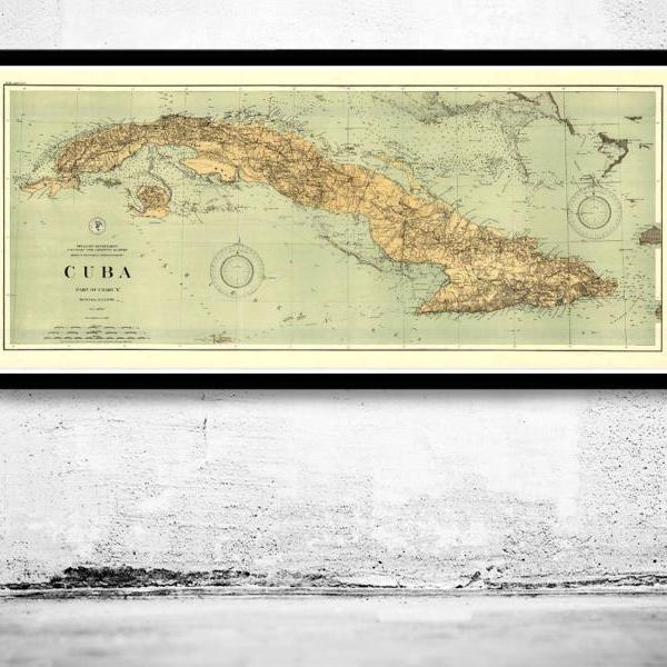 Old Map Of Cuba 1898 Vintage Map on Luulla