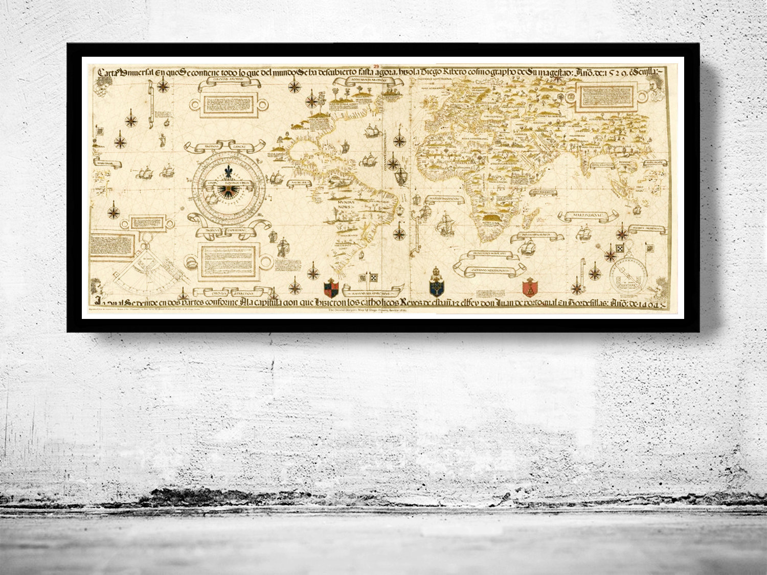 Beautiful World Map 1529 Antique Map on Luulla