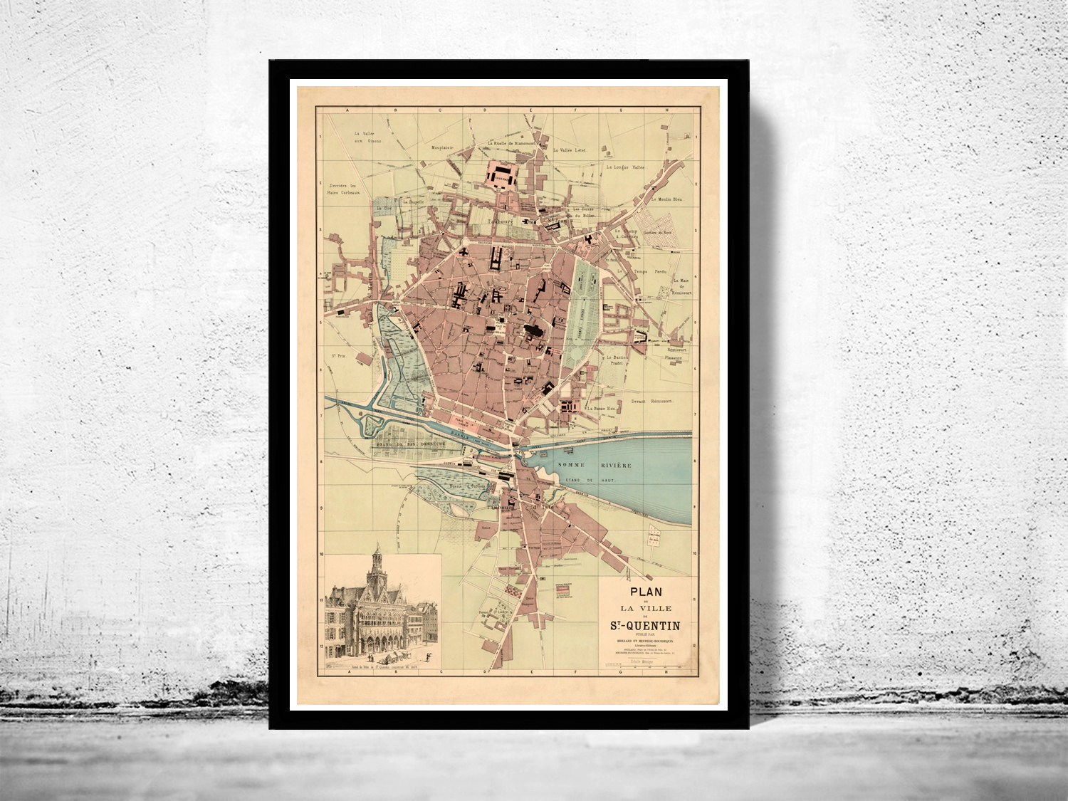 Old Map Of Saint Quentin France 1871 on Luulla