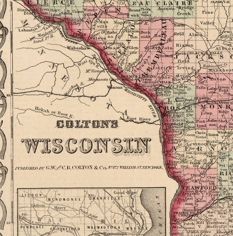 Old Map Wisconsin 1864 United States Of America on Luulla