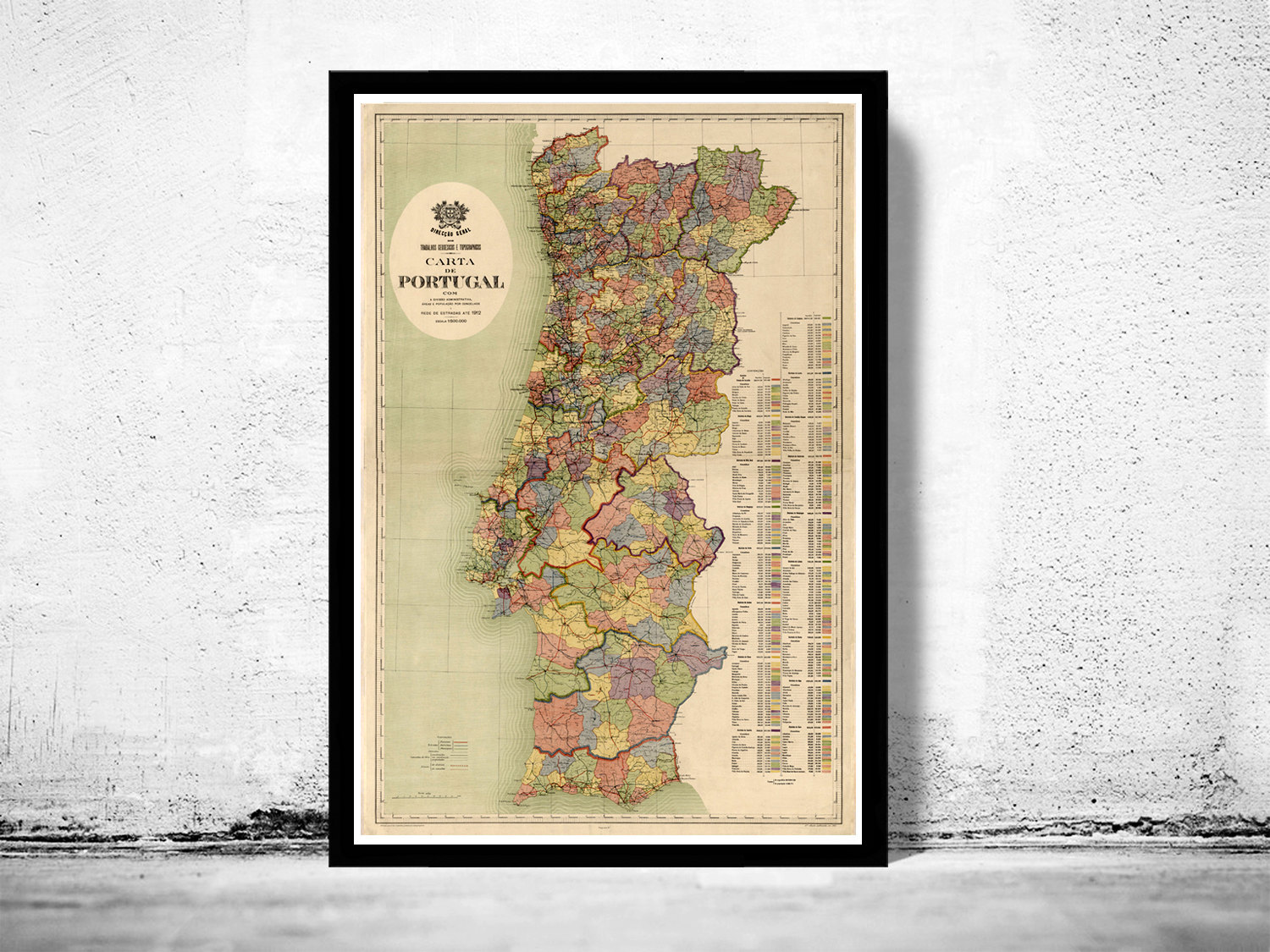 Old Map Of Portugal 1912, Mapa De Portugal, Portuguese Map on Luulla