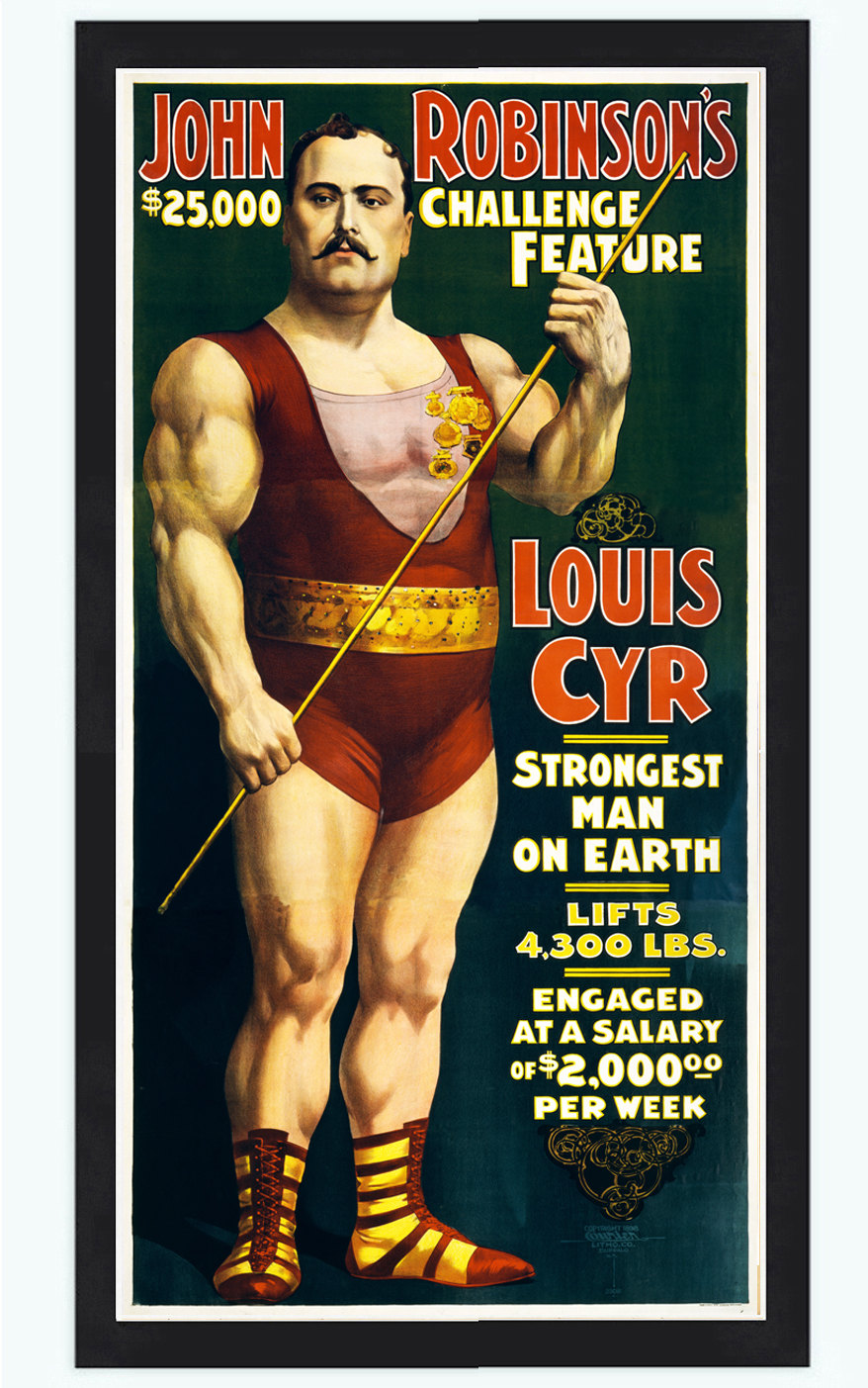 Vintage Poster Strongest Man On Earth Louis Cyr 1898 Performing Arts ...