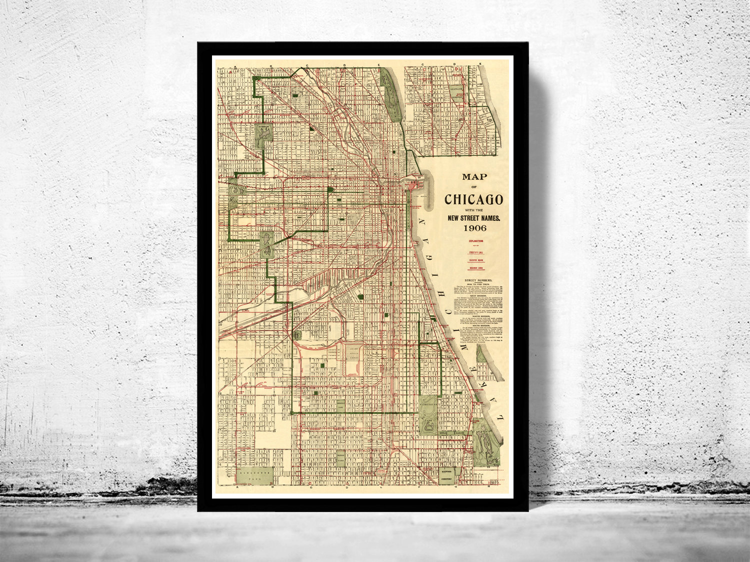 Old Vintage Map Of Chicago 1906 on Luulla