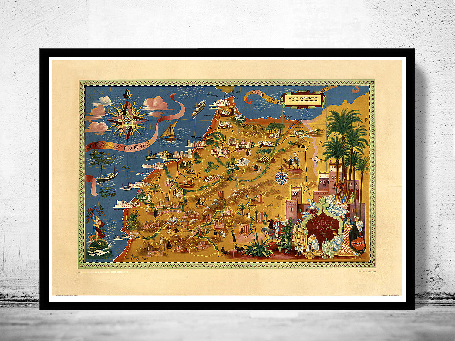 Old Map Of Morocco Le Maroc Vintage Map on Luulla