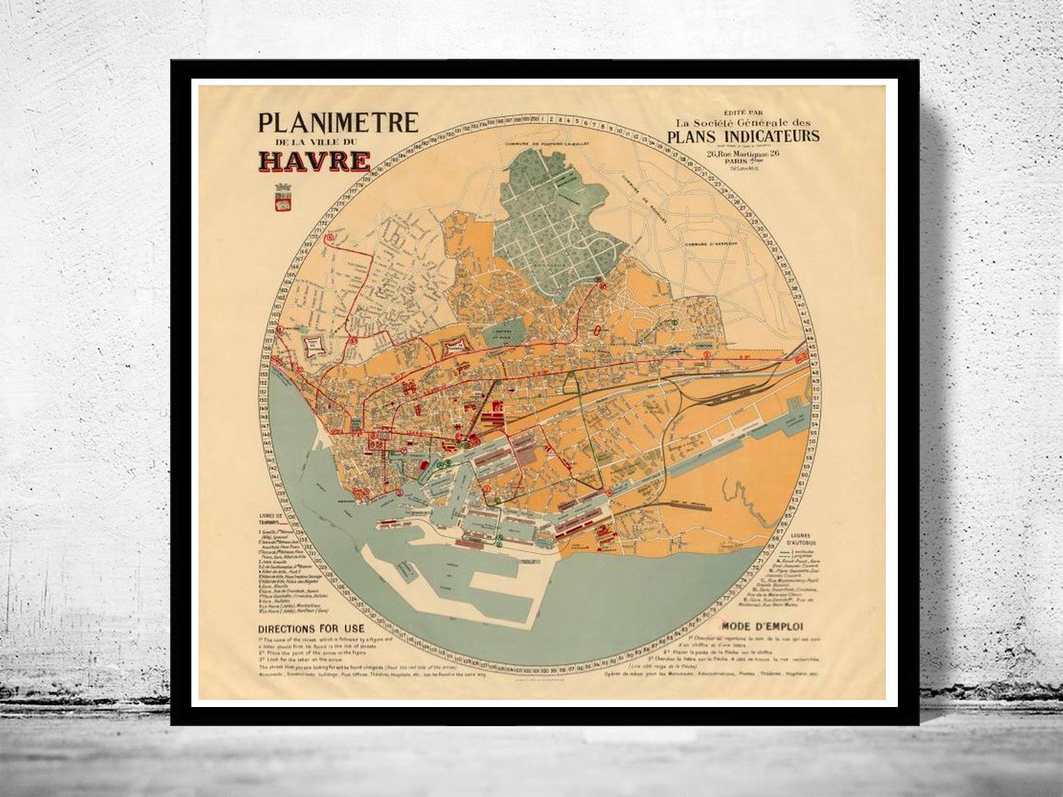 Old Map Of Le Havre 1930 on Luulla