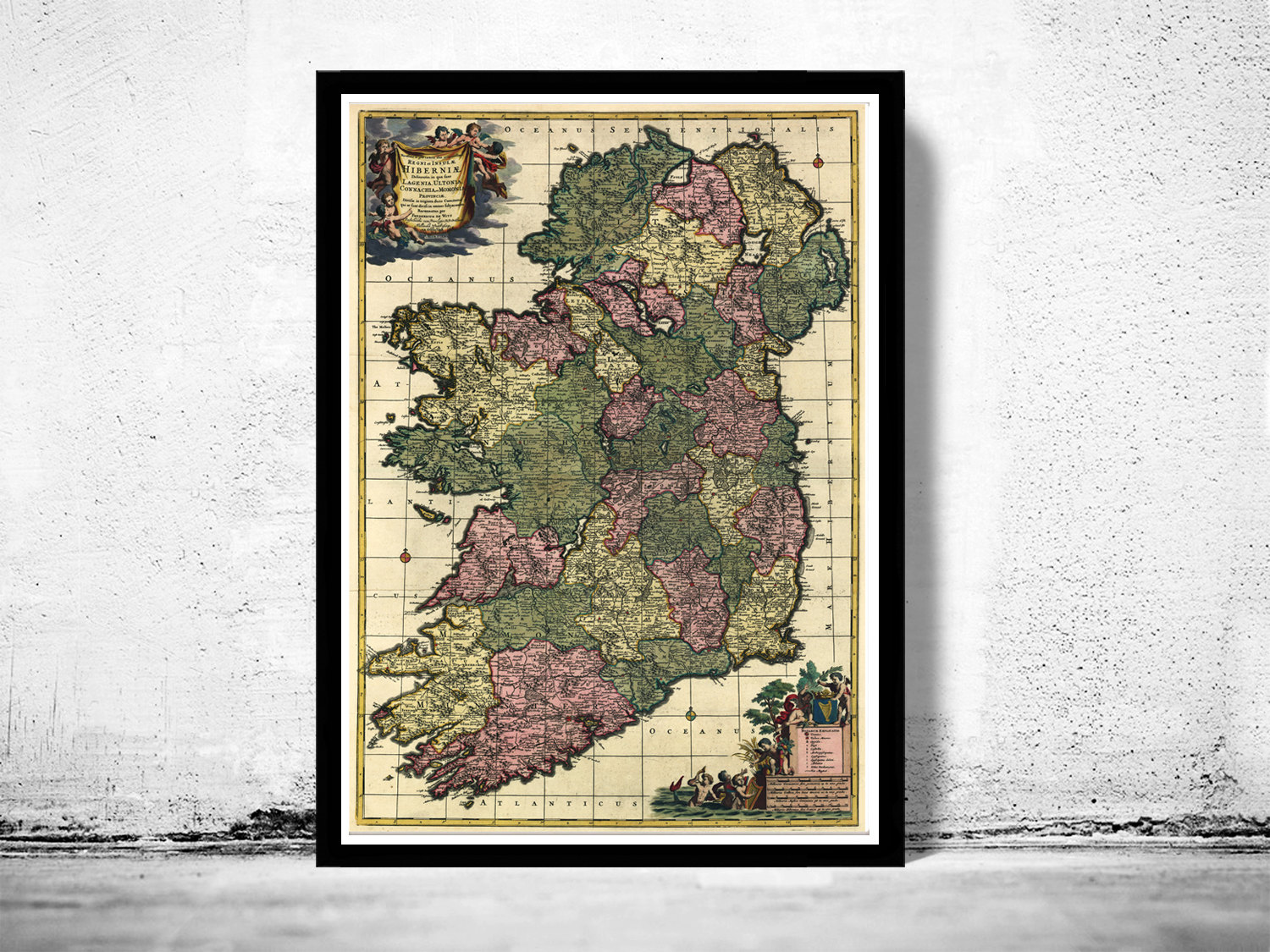 Vintage Map Of Ireland 1700 on Luulla