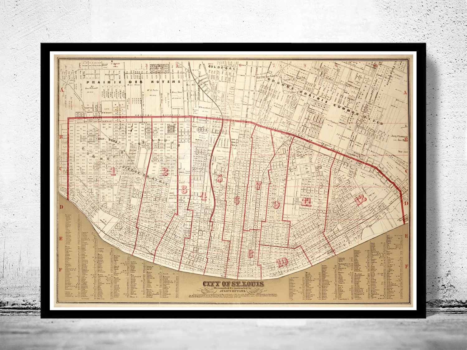 Old Map Of Saint Louis City St Louis 1870 on Luulla