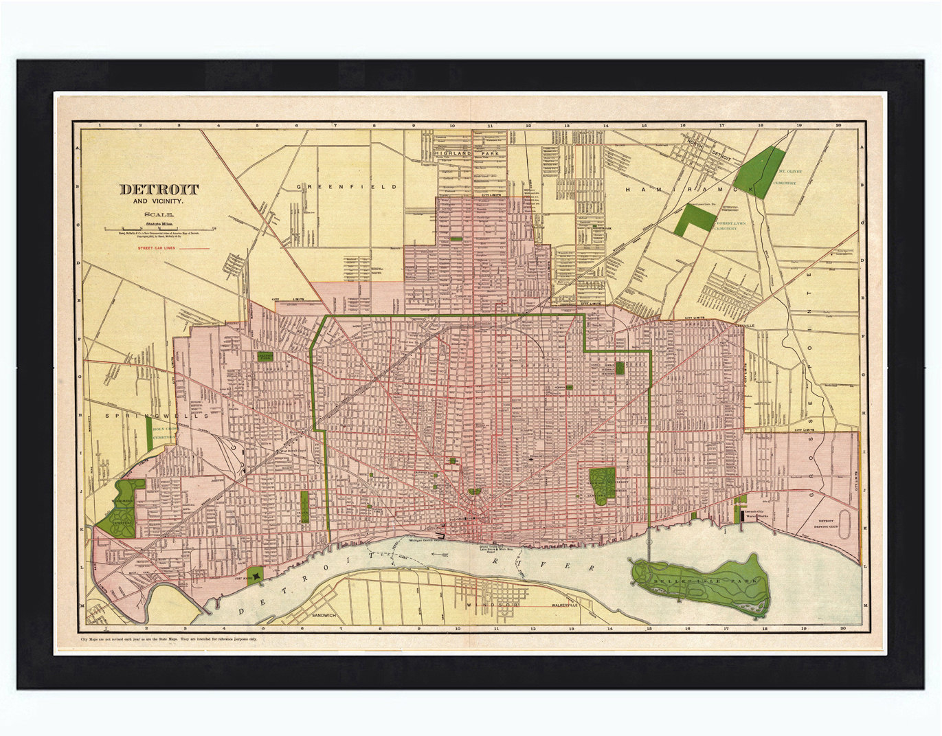 Old Map Of Detroit 1911 on Luulla