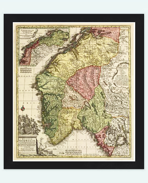 Old Map Of Norway Norwegian 1770 Vintage Map on Luulla