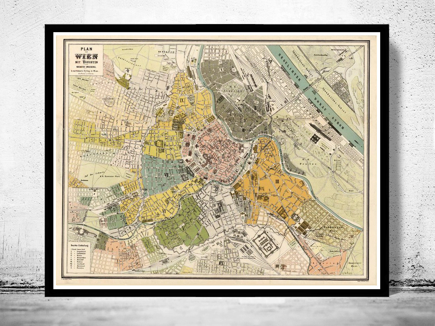 Old Map Of Vienna Wien Austria 1883 on Luulla