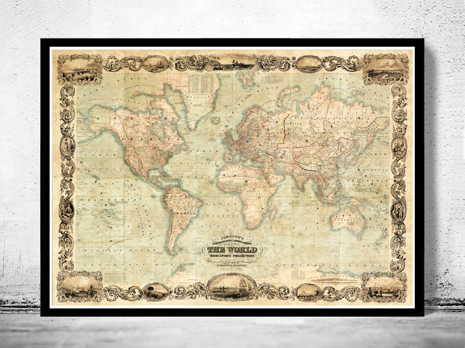 Wonderful Old World Map 1847 Mercator Projection on Luulla