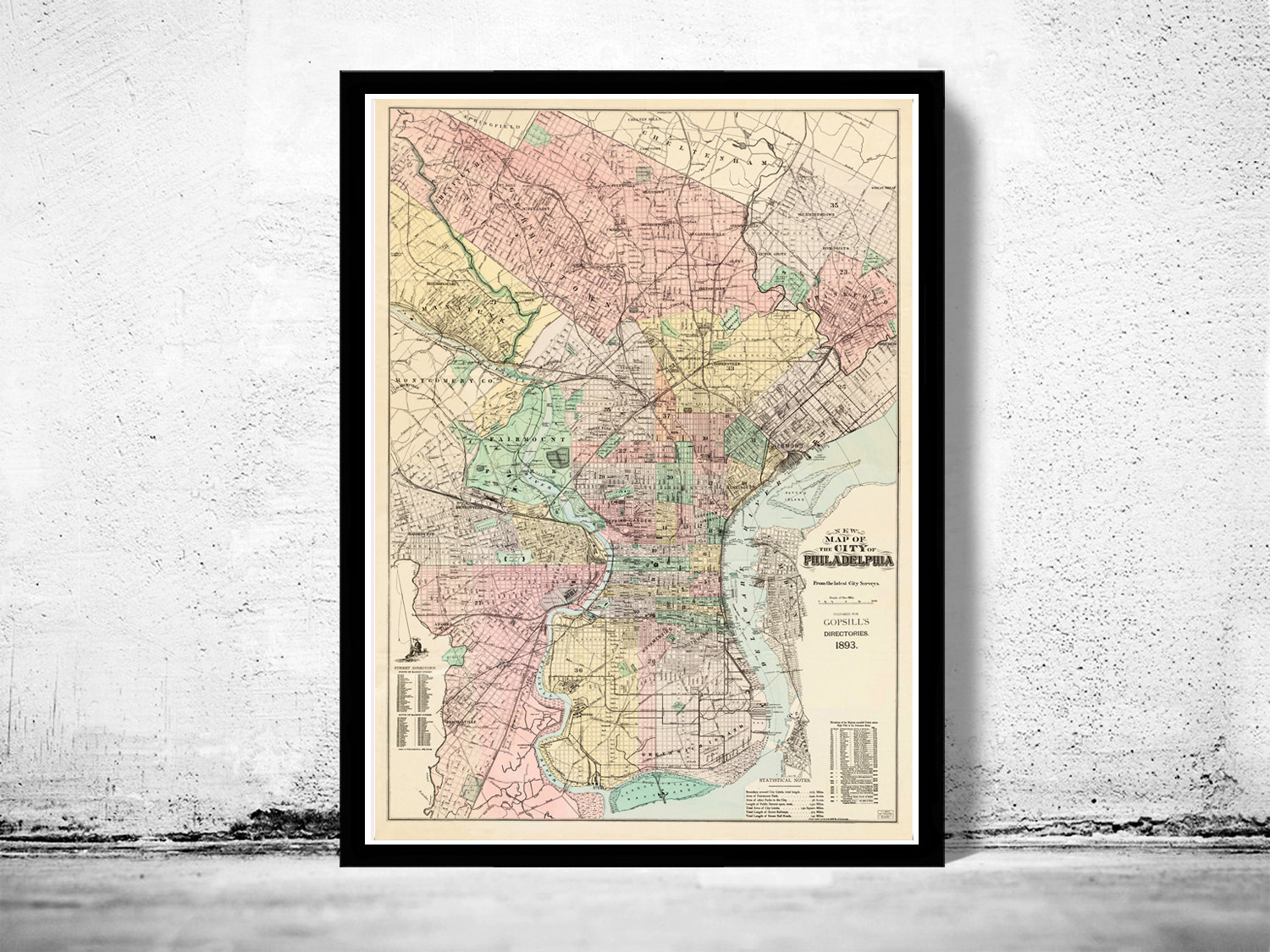Old Map Of Philadelphia 1893 on Luulla