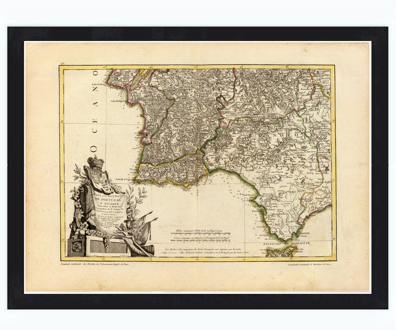 Old Map Of Algarve And Portugal ,1780 Portuguese Map on Luulla