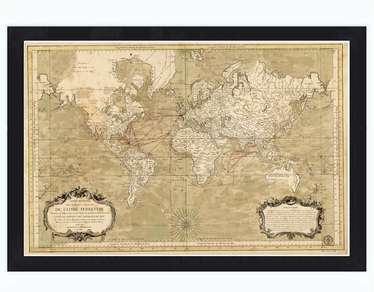 Old World Map 1784 Discoveries on Luulla