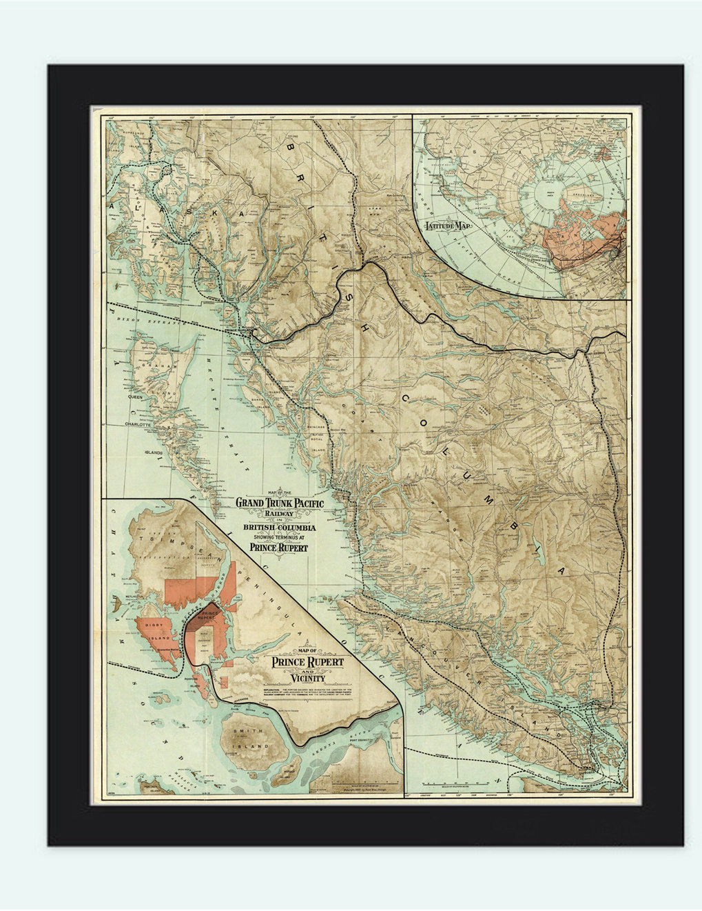 Old Map Of British Columbia 1910 Canada on Luulla